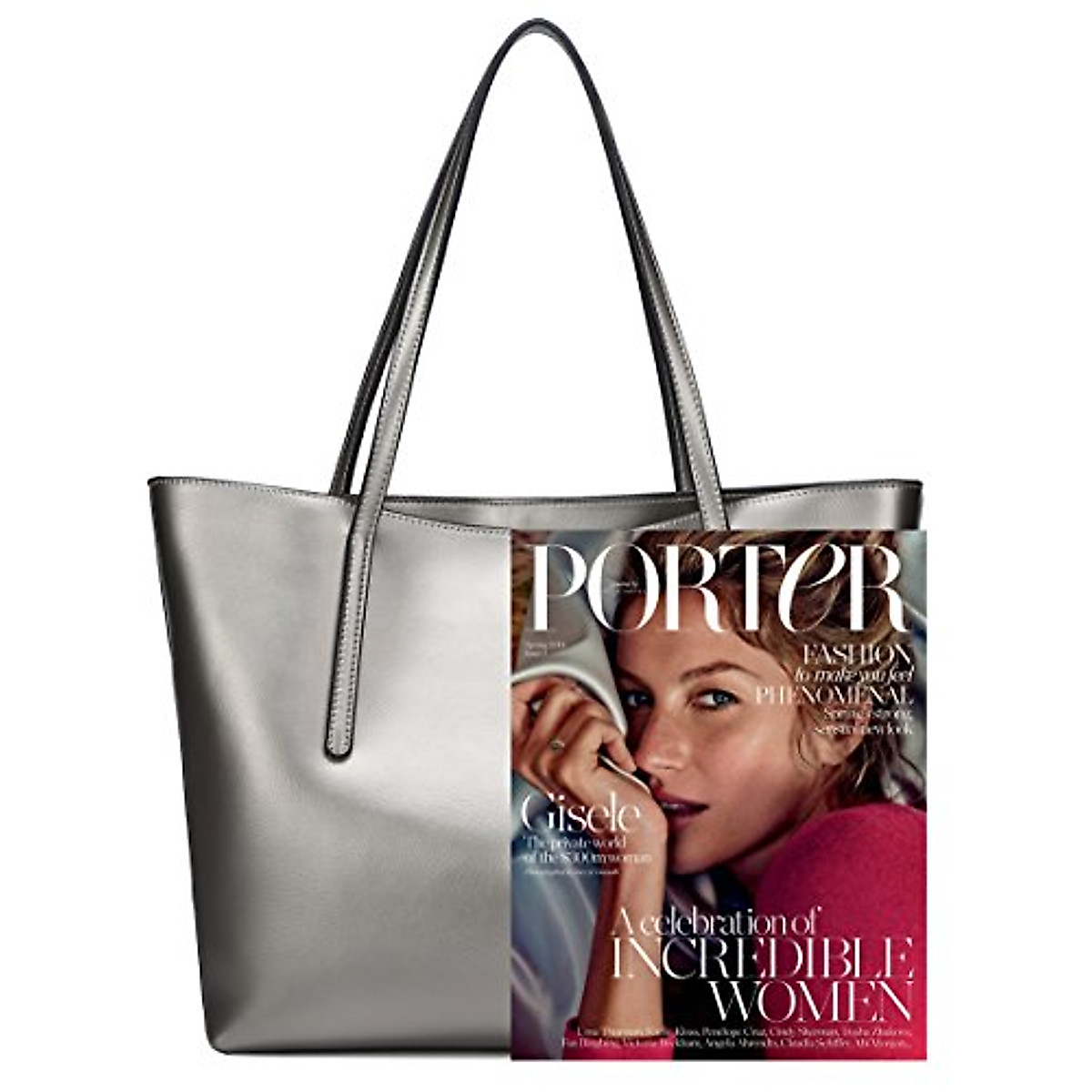 Covelin Women's Handbag Genuine Leather Tote Shoulder Bags Soft Hot Silver grey