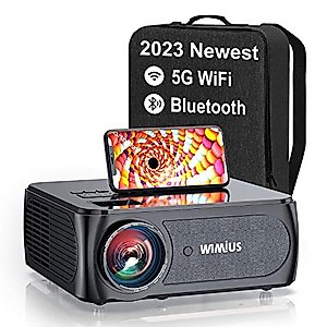 Projector, WiMiUS 2023 Newest 5G WiFi Bluetooth Projector, 480 ANSI Lumens Full HD 4K Projector Support 4P/4D Keystone, 50% Zoom, Bluetooth 5.2 Outdoor Video Projector for PC Smartphone USB (200000H)