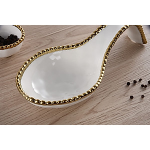 Pampa Bay Golden Salerno Titanium-Plated Porcelain Spoon Rest, 9.5 x 4in