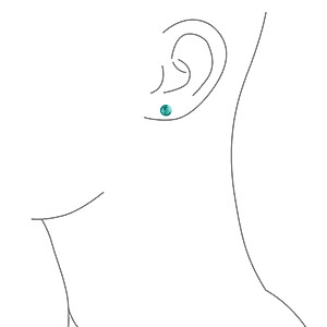 Minimalist Simple Plain Gemstone Blue Stabilized Turquoise Round Ball Stud Earrings For Women .925 Sterling Silver 8 MM
