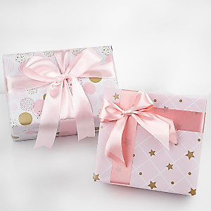 JUSTASHOW Gift Wrapping Paper, 4 Rolls Birthday Wrapping Paper for Girls Women kids adults, 17x118 Inches Per Roll Wrapping Paper for Birthday, Christmas Baby Shower(Pink)