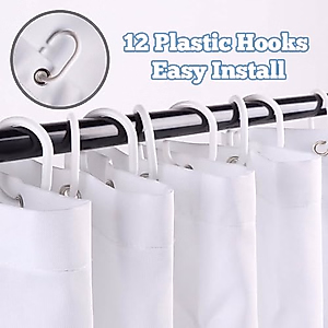 LIGHTINHOME Blue Sky Backdrop Cloud Shower Curtain 72x72 Inch Nature Landscape Scenery Waterproof Fabric Polyester Bathroom Bathtub Decoration 12 Pack Plastic Hooks