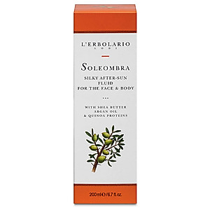 L'Erbolario Soleombra Silky After-Sun Fluid - After Sun Serum - Hydrating Sunburn Relief - Shea Butter, Argan Oil, and Quinoa Proteins - 6.7 oz
