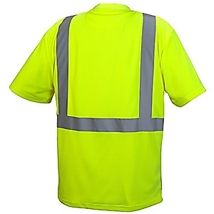 Pyramex Safety RTS2110BL Hi-Vis SAFETY Shirt with Moisture Wicking Mesh, Large, Hi-Vis Lime