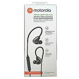 Motorola Verve Loop 500 ANC Sweat & Water Resistant Stereo Bluetooth 4.2 Earbuds "Siri & Google" Compatible (Retail Packing Kit) - Black