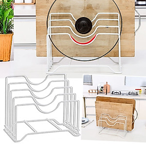 Pot Lid Organizer Cutting Board Holder Kitchen Dish Plate Storage Organizer and Drying Rack Bakeware Pot Lid Rack Holder Organizer Dish Drying Rack Mate (White, One Size)