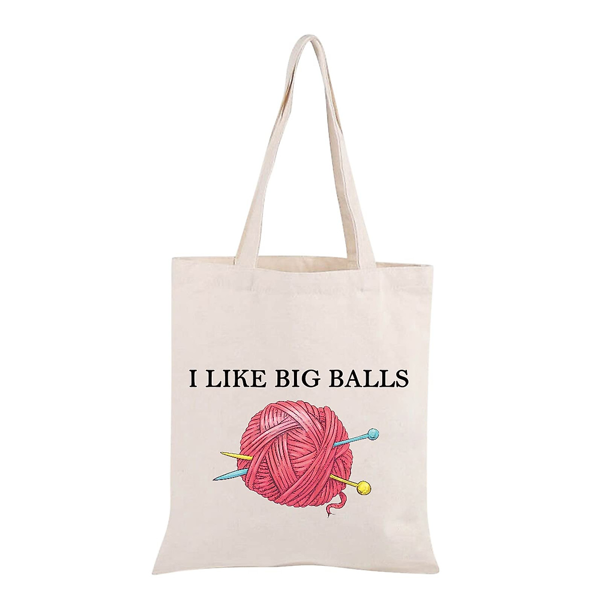 JXGZSO Crochet supplies Bag Knitting Project Bag I Like Big Balls Make Up Bag Funny Knitting Gift For Knitter (i like big balls shopping)