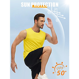 MAGCOMSEN Workout Tank Tops for Men Dry Fit Sleeveless Shirts Muscle Boxing Dry Fit Tank Tops Fitness Active Summer Tank Tops Yellow XL