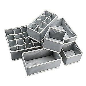 Patioer 12 Pack Underwear Drawer Organizer Dividers Foldable Drawer Organizer For Clothes Cloth Storage Box Closet Dresser Organizer Cube Fabric Containers Basket Bins for Underwear Bras Socks, Gray