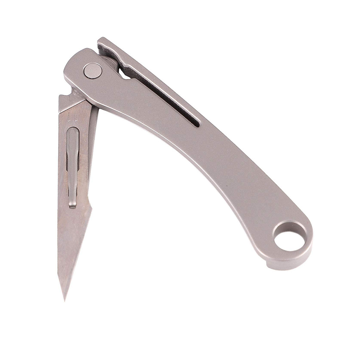 Samior TS105 Titanium Folding Scalpel Knife, Mini Slip Joint Utlitly EDC Keychain Knife with 10pcs 11# replacable Blades, Craft Working, Box Opening, Light Daily Use Knives