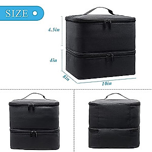 Rudmox Nail Polish Carrying Case,Double Layer Nail Dryer Storage Organizer holds 30 bottles Essential oils case for Travel,Home Stock(Black)