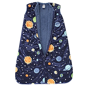 Hudson Baby Unisex Baby Mink with Sherpa Inner Sleeping Bag, Sack, Blanket, Solar System, 18-24 Months