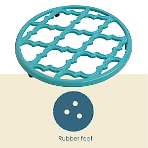 Lattice Design Kitchen Trivet For Hot Pans (Turquoise), By Home Basics, Trivets For Hot Dishes Decorative | With Non-Skid Feet | Large Trivet