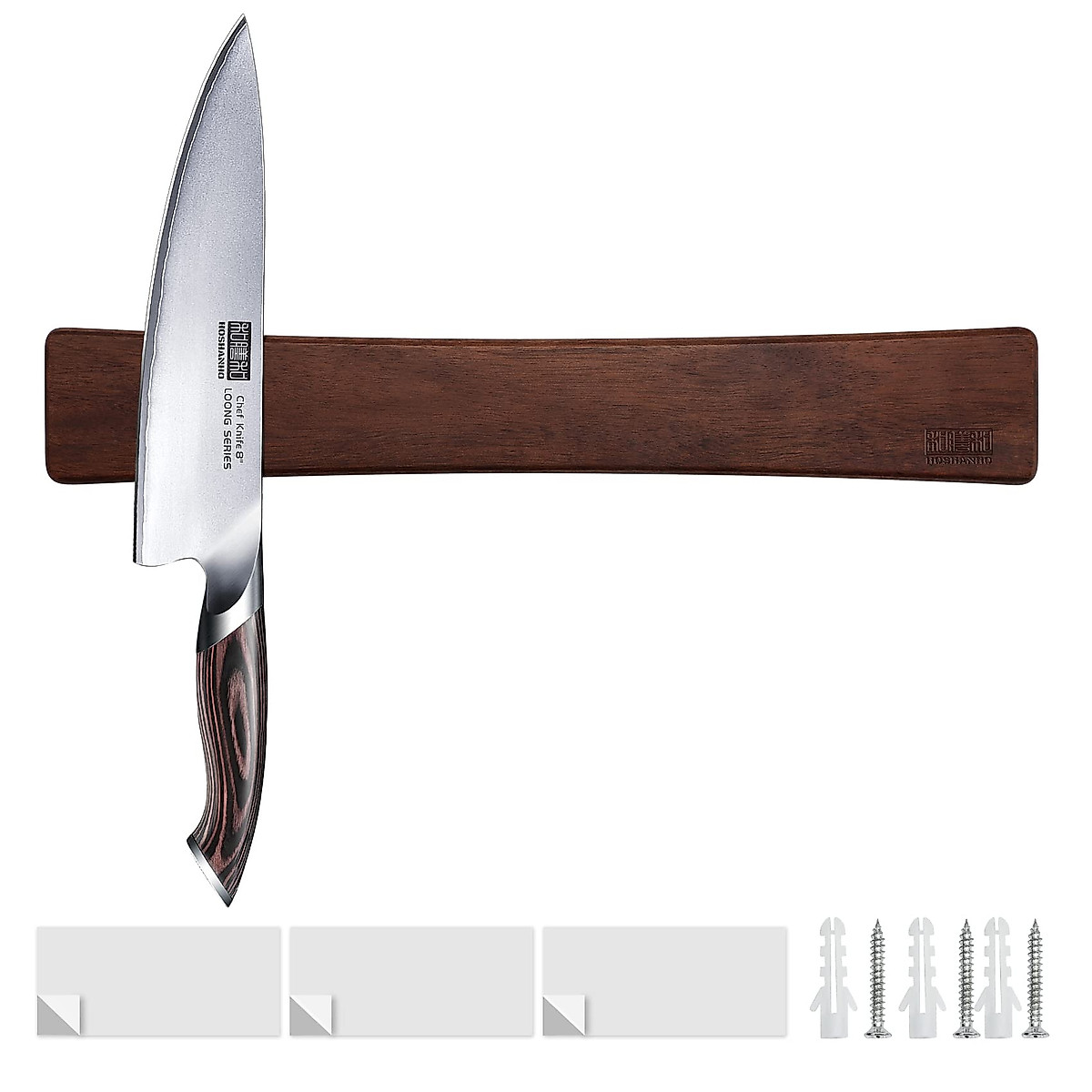 HOSHANHO Magnetic Knife Strips for Wall & Refrigerator 16 Inch + HOSHANHO Kitchen Knife in Japanese Steel