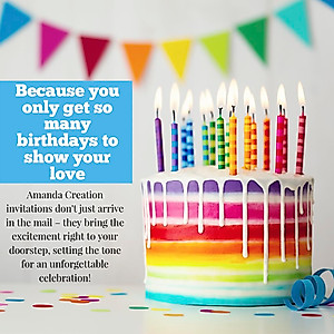 Cosmic Bowling Birthday Party Invitations for Out of This World Glow in the Dark Bowling Parties, 20 5x7 Fill In Cards with Twenty White Envelopes by AmandaCreation