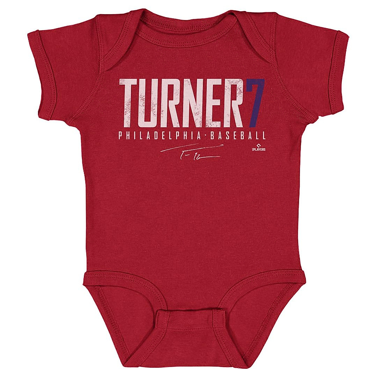 500 LEVEL Trea Turner Baby Infant One Piece Bodysuit (6M, Red) - Trea Turner Philadelphia Elite WHT