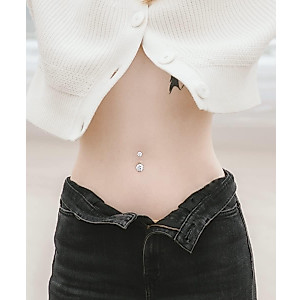 VCMART 14G Belly Button Ring Heart Clear Round Sunflower Diamond Opal Belly Button Rings Surgical Steel Diamond Belly Rings for Women Navel Rings Navel Piercing Jewelry Belly Button Piercing Jewelry