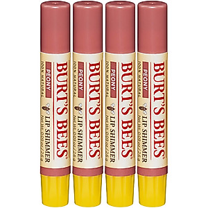 Burt's Bee's Lip Shimmer, Peony - 0.09 Ounces each (Value Pack of 4)