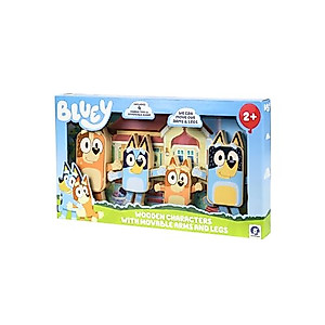 Bluey Wooden Character Figures – 4 Colorful Wooden Figures – FSC Certified for Children 3 Years and Up