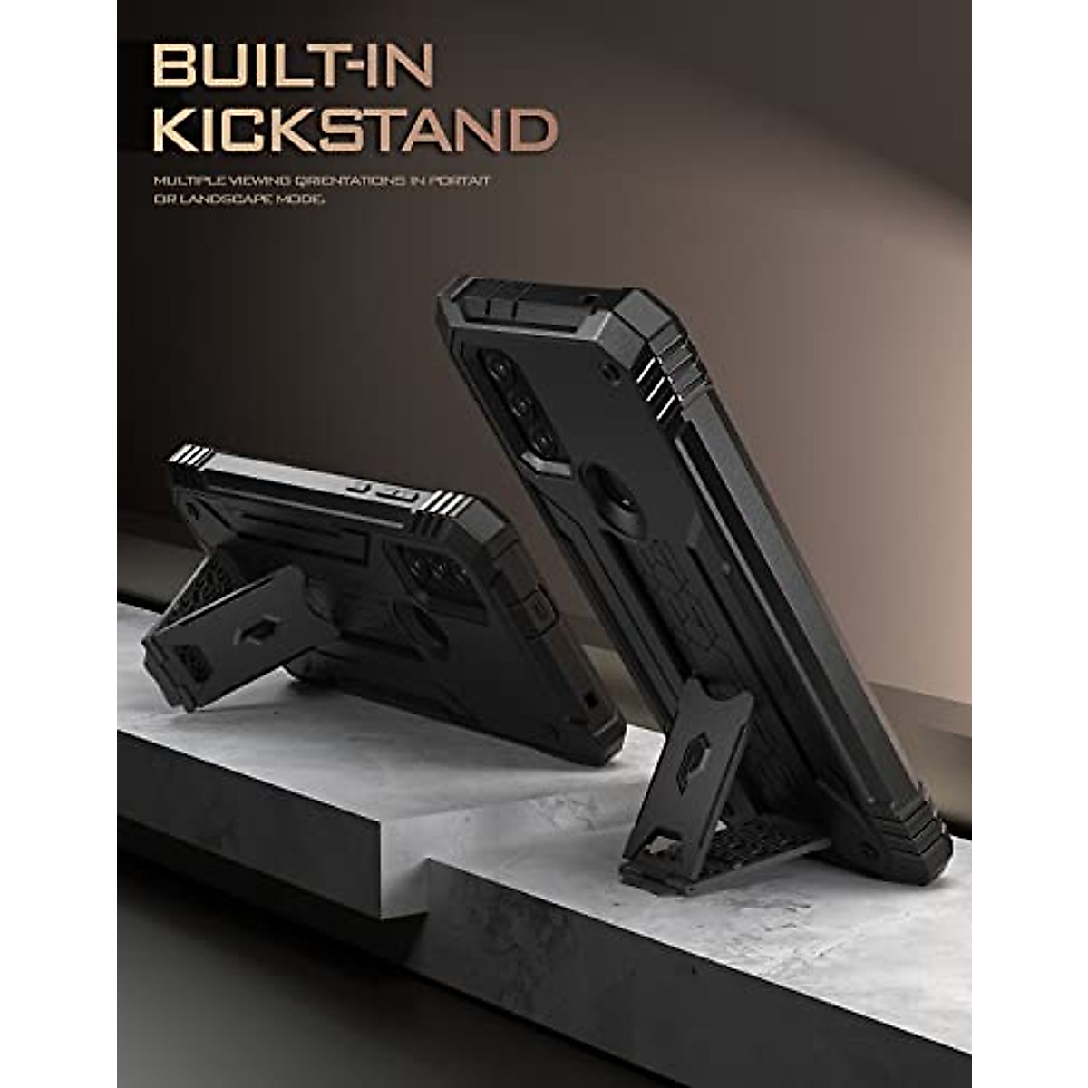 Poetic Revolution Case for Motorola Moto G Power 2022, [20FT Mil-Grade Drop Tested], Full-Body Rugged Dual-Layer Shockproof Protective Cover with Kickstand and Built-in-Screen Protector, Black