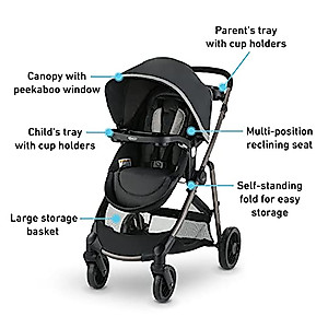 Graco Modes Element Travel System, Includes Baby Stroller with Reversible Seat, Extra Storage, Child Tray and SnugRide 35 Lite LX Infant Car Seat, Redmond