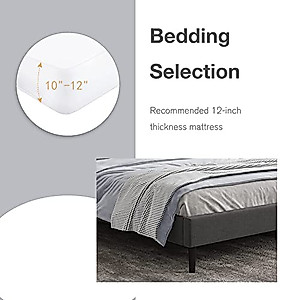 Zoophyter Upholstered Platform Full Size Bed Frame with Headboard No Box Spring Required Easy Assembly Dark Grey