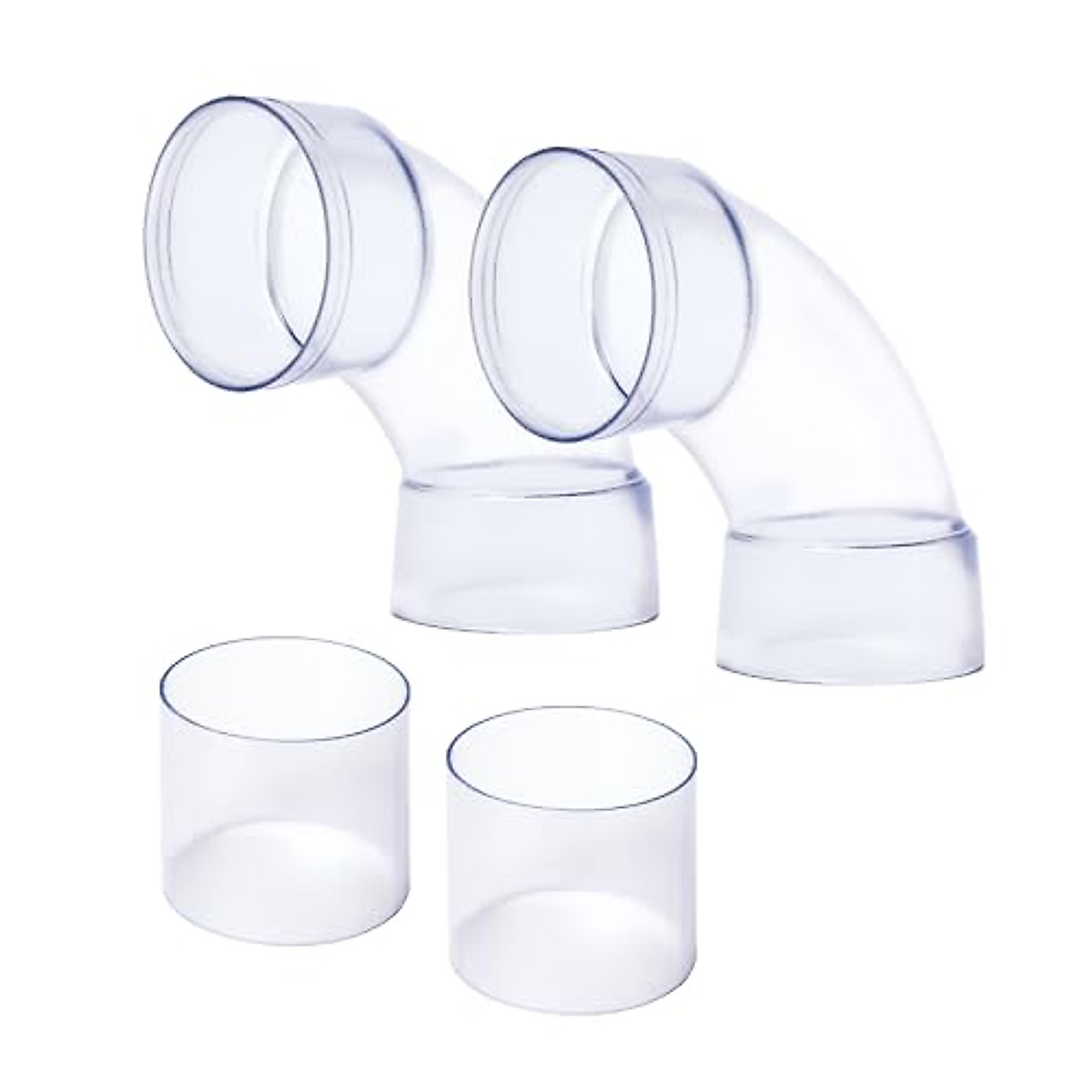 POWERTEC 70309-P2 4 Inch ID 90 Degree Elbow for 4 Inch OD Dust Collection Pipes, Adapters and Fittings with Splice for 4 Inch ID Dust Collection Hose Connector (Clear), 2 Sets