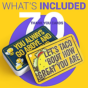 70 Kudos Punny Cards – Funny Pun Humor Thank You Appreciation & Recognition Blank Back Postcard – School Lunch Box Kids Notes – Business Employee Motivational Bulk Gift – Teacher Reward Stationary