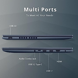 ASUS 2022 VivoBook 15 15.6" FHD Laptop, Intel Core i5-1240P, 16GB RAM, 512GB PCIe SSD, Intel Iris Xe Graphics, Backlit Keyboard, Fingerprint Reader, Wi-Fi 6, Win 11, Blue, 32GB Snowbell USB Card