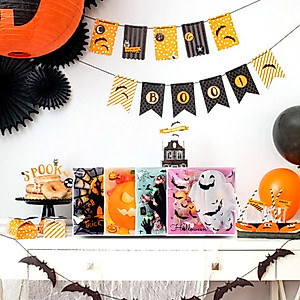 HiloPack 4"x4" Halloween Treat Bags - 50Pcs Self Adhesive Cookie Bags Halloween Candy Bags Halloween Goodie Bags Trick or Treat Goodie Bags for Halloween Party Favor Supplies Decorations (Gift Bags)