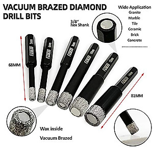 FACHLICH 2 Pieces 12mm Diamond Drill Bits for Porcelain Tile Granite Marble Brick