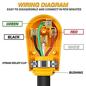 MICTUNING 125 250V 50Amp Heavy Duty RV Replacement Male Plug with Ergonomic Handle Yellow