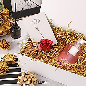 BLK&WH Gift Box 9.5x5.5x2.9 Inches, Gift Box with Lid, White Gift Box, Bridesmaid Proposal Box, Collapsible Gift Box with Magnetic Lid (Matte White)