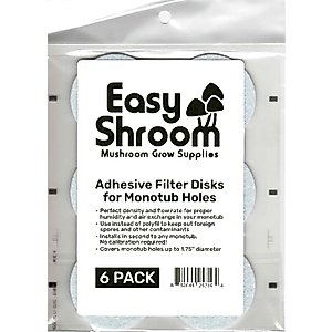Easy Shroom 2" Adhesive Monotub Filter Disks (6 Filters) | Better Than Polyfil or Filter Tape | Mushroom Growing Supplies