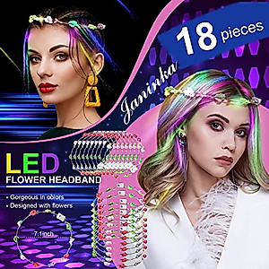 Janinka LED Flower Crown Headband and Lights Hair Sets, 24 Pieces, Women's Costume Headwear, Glow in the Dark for Wedding, Christmas, Halloween