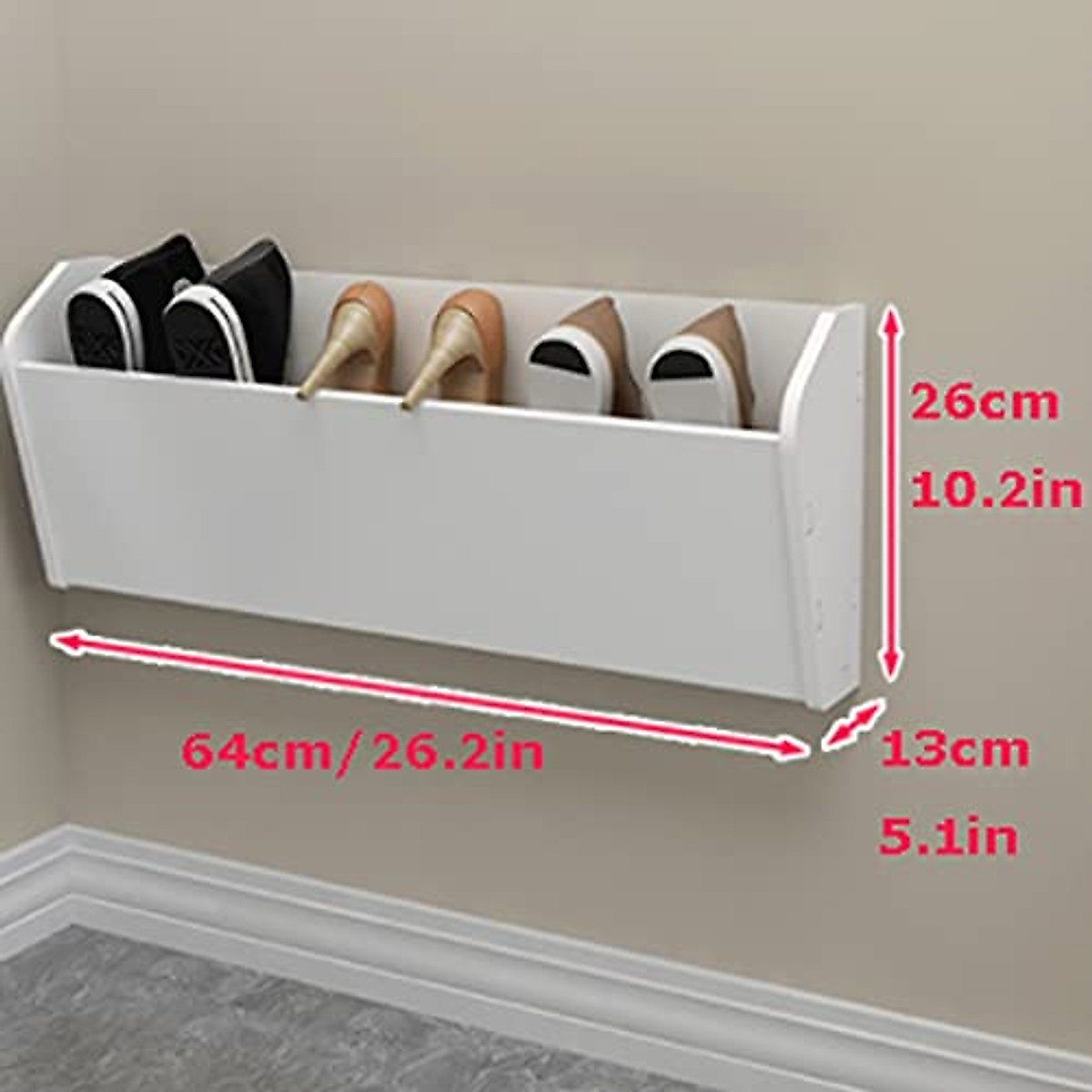 Shoes Rack Shoe Rack Wall Mounted Shoes Rack Shoe Organizer Closet Shoe Stand Closet Door Home Shoe Holder Storage 26.2in Durable (Color : Dark Brown)