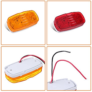 VINAUO Trailer Marker LED Clearance Lights, 14X Double Bullseye 7 Red & 7Amber 12 LED Side Marker Light Indicator 4x2 Inch Tiger Eye Surface Mount Taillights for Vehicles Truck RV Camper