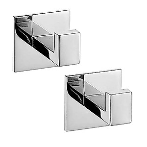 Celbon 2PC SUS304 Stainless Steel Bathroom Self Adhesive Towel Hook Hanger Chrome Finish Coat Hook Robe Hook Hanger Without Drilling Easy Installation…