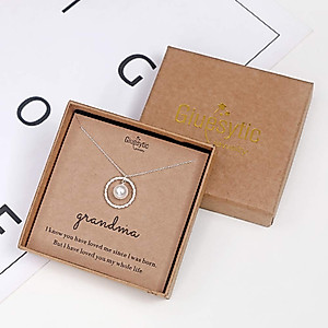 Gifts for Grandma Sterling Silver Twisted Eternity Ring with Pearl Necklace for Grandmother from Grandchild Best Grandma Gifts Jewelry Birthday Christmas Gifts Mother's Day Gifts For Nana