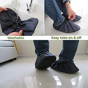 DearyHome Washable Reusable Shoe Boot Covers - Non-Slip, Water-Resistant (2 Pairs, Extra Large) for Contractors & Households - Keep Carpets, Floors, and Rooms Clean