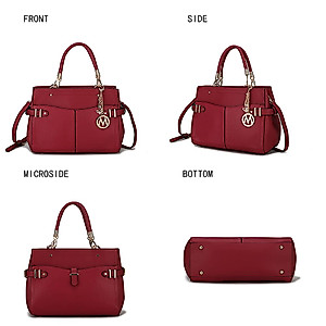 MKF Collection 2Pcs Satchel Bag for Women, Vegan Leather Crossbody Bag, Wristlet Bag Handbag Purse Tote Bag Set By Mia K