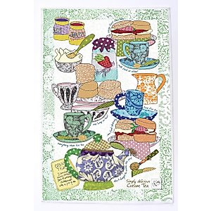 MollyMac | British Cream Tea Dish Towel | Decorative Bar Towel | Soft Absorbent Dish Cloth | Kitchen Decor | Gift for Dinner Party Birthday New Home | Made in UK | 28”x18” 100% Cotton Tea Towel