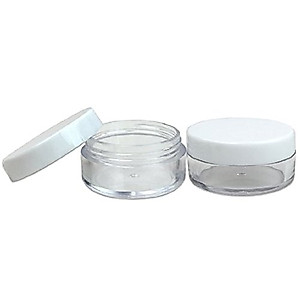 Beauticom 10g/10ml (0.35 Fl Oz) Round Clear Jars with Round Top Lids for Creams, Lotions, Make Up, Powders, Glitters, and more... (Color: White Lid, Quantity: 40 Pieces)