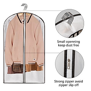 Mskitchen Hanging Clothes Bag with 4" Gusseted Garment Bag (Set of 6) for Storage Suit Bag for Closet Clear Dress Covers for Suits, Sweaters, Shirts - 24"x 40"x 4"/ 6 Pack