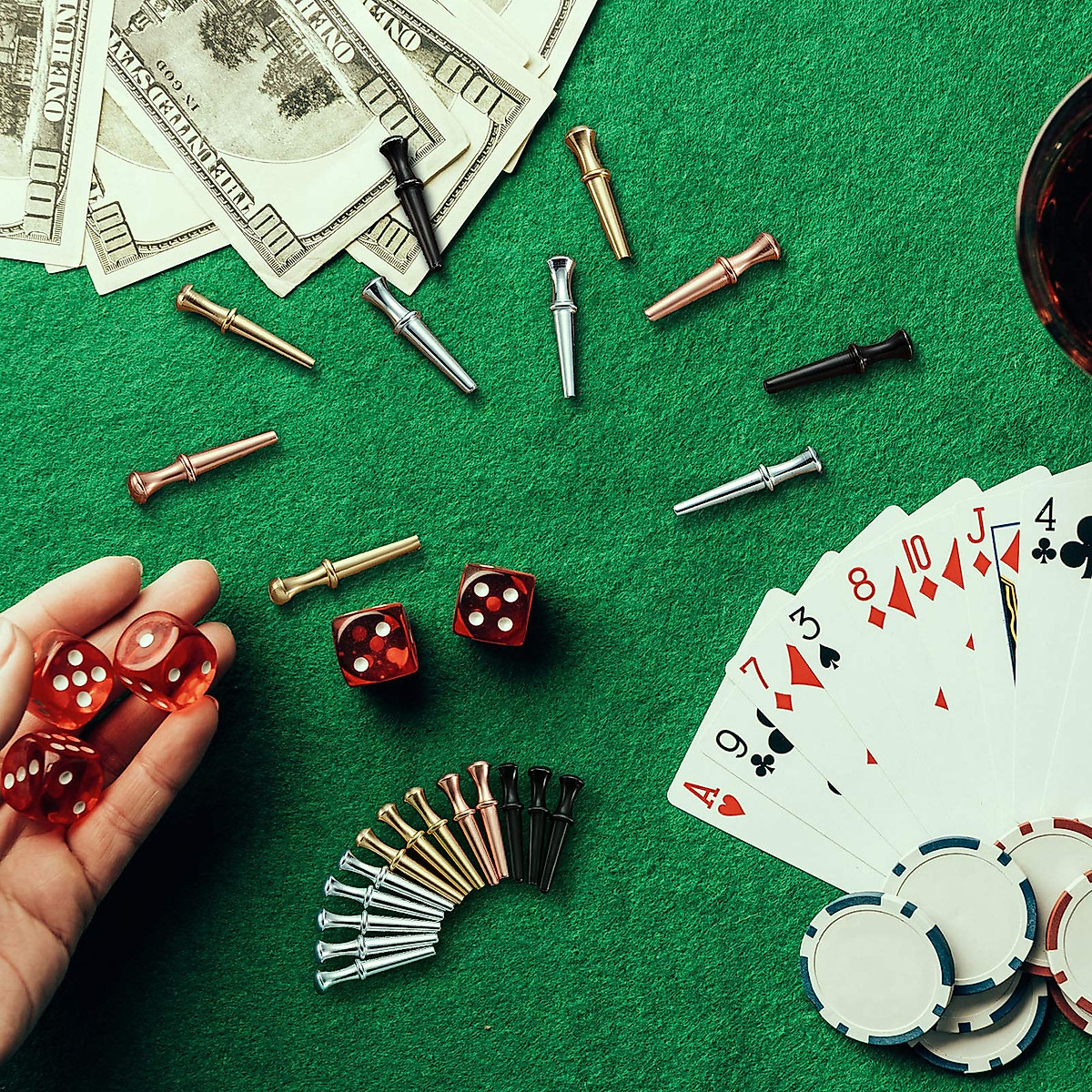 48 Pcs Metal Cribbage Pegs Cribbage Board Pegs Metal Nails Fit 1/8 Holes Toy Game Accessories with Drawstring Storage Pouch for Cribbage Traditional Board Game, 4 Colors