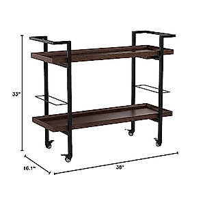 Christopher Knight Home Gerard Industrial Wooden Bar Cart, Dark Walnut Finish / Black