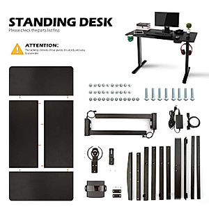 OUTFINE Heavy Duty Dual Motor Height Adjustable Standing Desk Electric Dual Motor Home Office Stand Up Computer Workstation(Black, 55") desktop load up to 220lbs