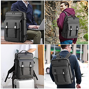 MIYCOO Travel Laptop Backpack, Extra Large Expandable Travel Backpack Airplane Approved Weekender Bag for Men Women, Water Resistant Lightweight Computer Backpack Grey