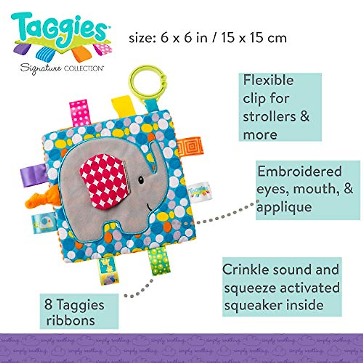 Taggies Crinkle Me Toy, Elephant