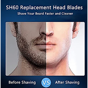 SH60/72 Replacement Shaving Head Blades Compatible with Philips Electric Shaver Razor Series 6000 S6850 S6810 S6820 S6880/81, OEM Upgraded SH60 Replacement Blades for Series 6000 Shaver Heads